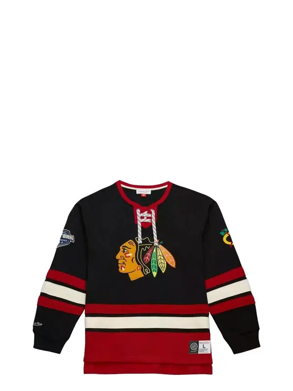Mitchell & Ness Chicago Hawks Heritage Lace-up Pullover - Black