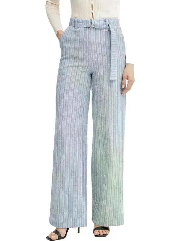 FRACOMINA Striped Belted Trousers - Blue