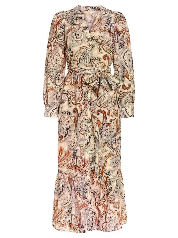 MARIE OLIVER Paisley-print Belted Maxi Dress - Neutrals