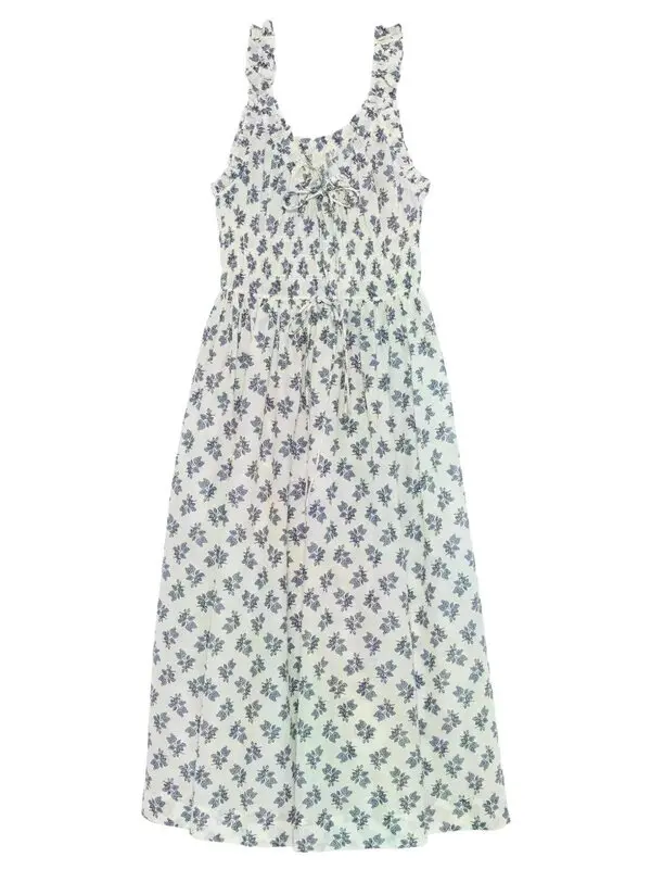 DÔEN Emmaretta Flower-print Midi Dress - White