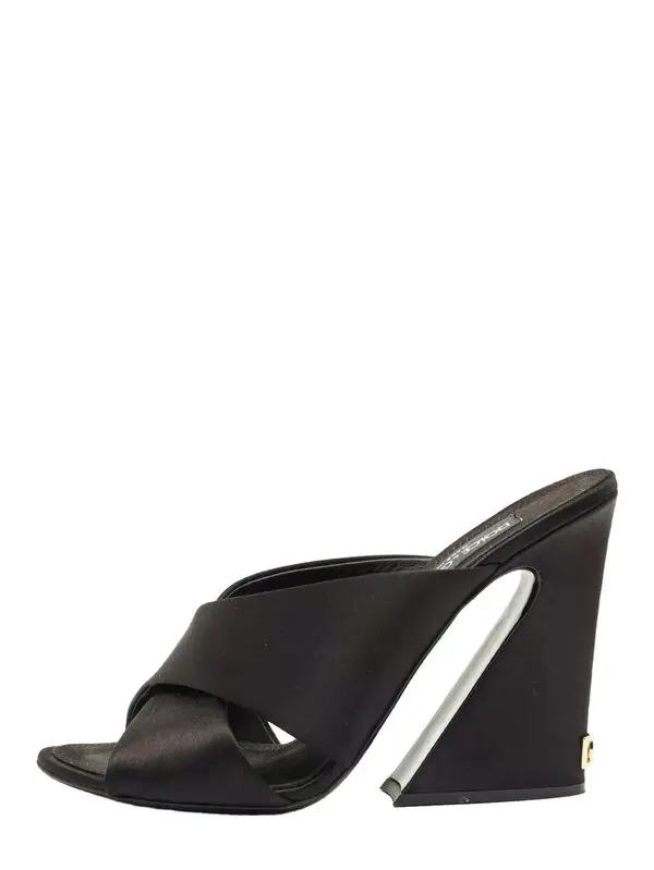 Dolce & Gabbana Criss-cross Satin Sandals - Black