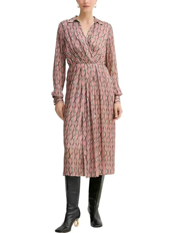 FRACOMINA Patterned Long-sleeve Midi Dress - Pink