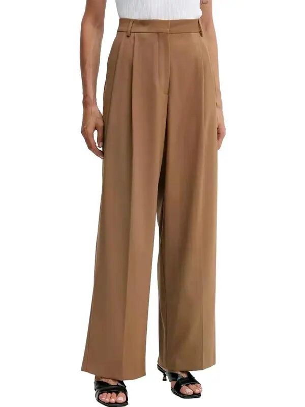 FRACOMINA Pleated Wide-leg Trousers - Brown