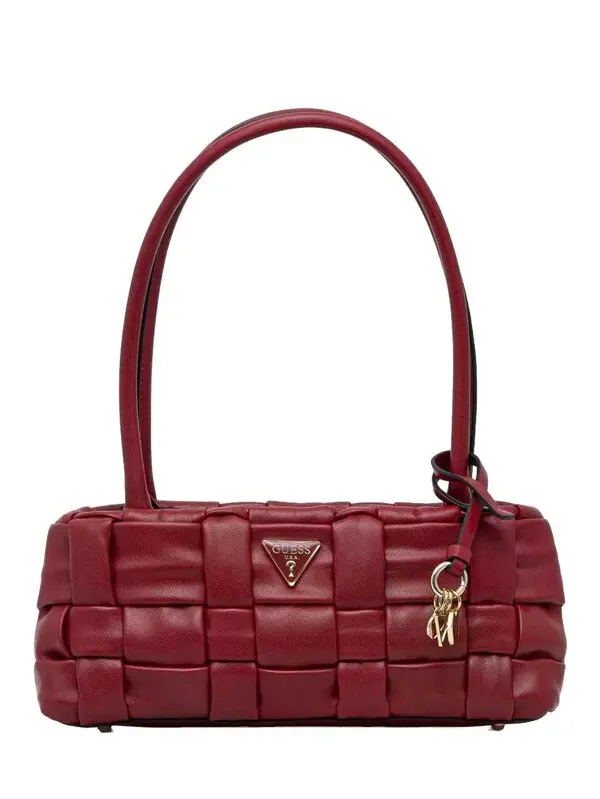 Guess Marion Woven Shoulder Bag - Red