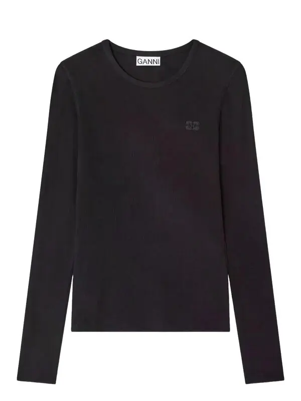 GANNI Rib Long-sleeve T-shirt - Black