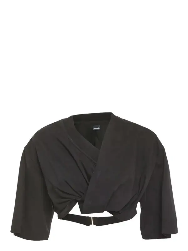 Jacquemus Le Bahia Court Blouse - Black