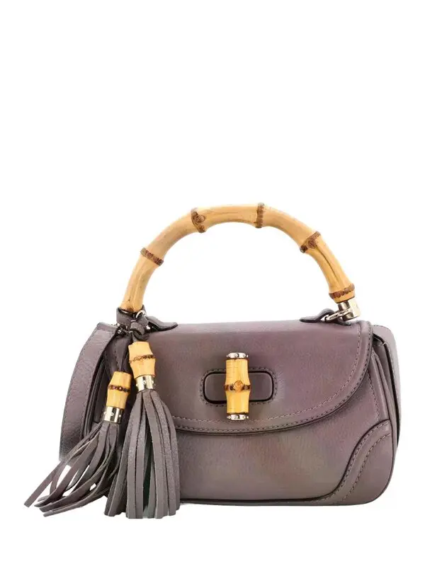 Gucci Convertible Bamboo Top Handle Satchel - Grey