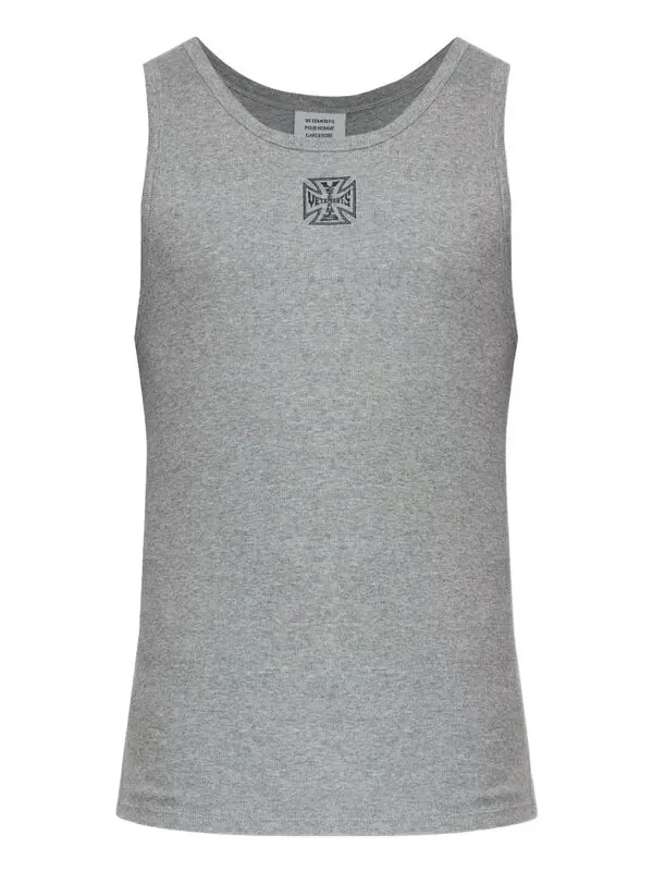 Vetements Graphic Ribbed Tank Top - Grey
