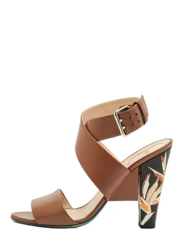 Fendi Leather Printed-heel Sandals - Brown