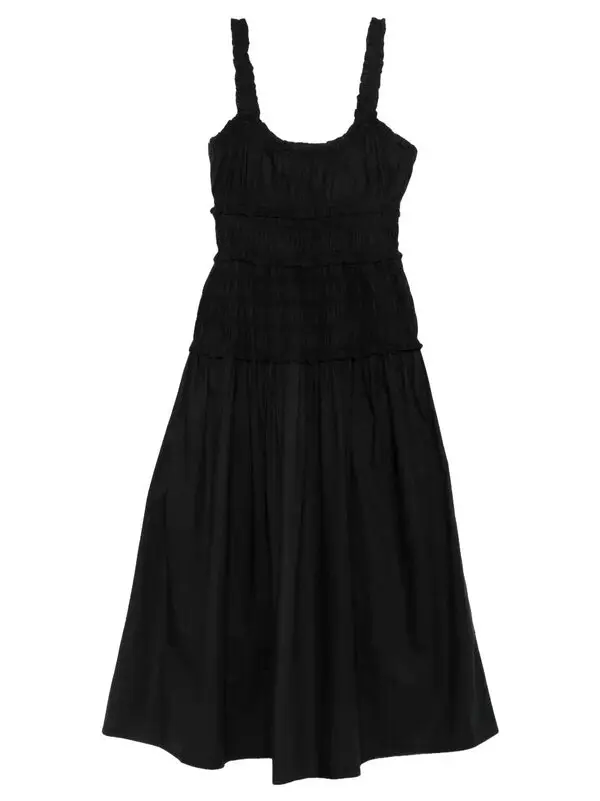 DÔEN Marianne Shirred Scoop-neck Midi Dress - Black
