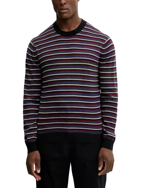 Armani Exchange Striped-pattern Round-neck Sweater - Blue
