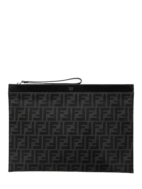 Fendi Large Zucca Canvas Flat Pouch - Black