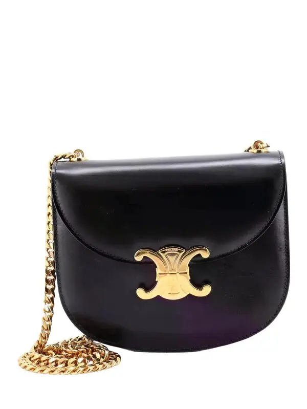 Celine Triomphe Besace Clea Chain Flap Bag - Black