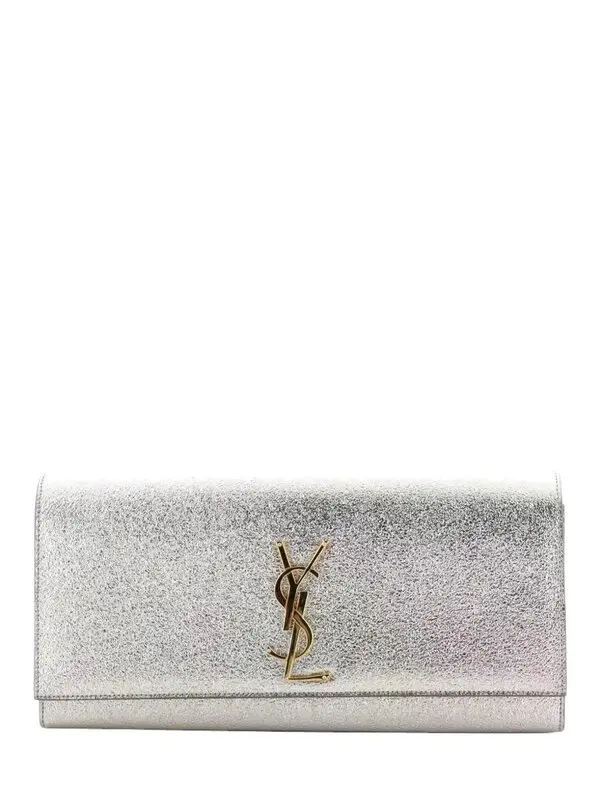 Saint Laurent Classic Monogram Long Clutch - Silver