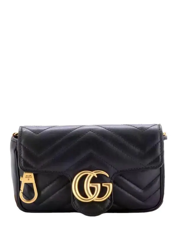 Gucci Gg Marmont Flap Matelassé Super Mini Crossbody Bag - Black