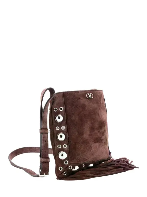 Valentino Garavani Studded Suede Crossbody Bag - Brown