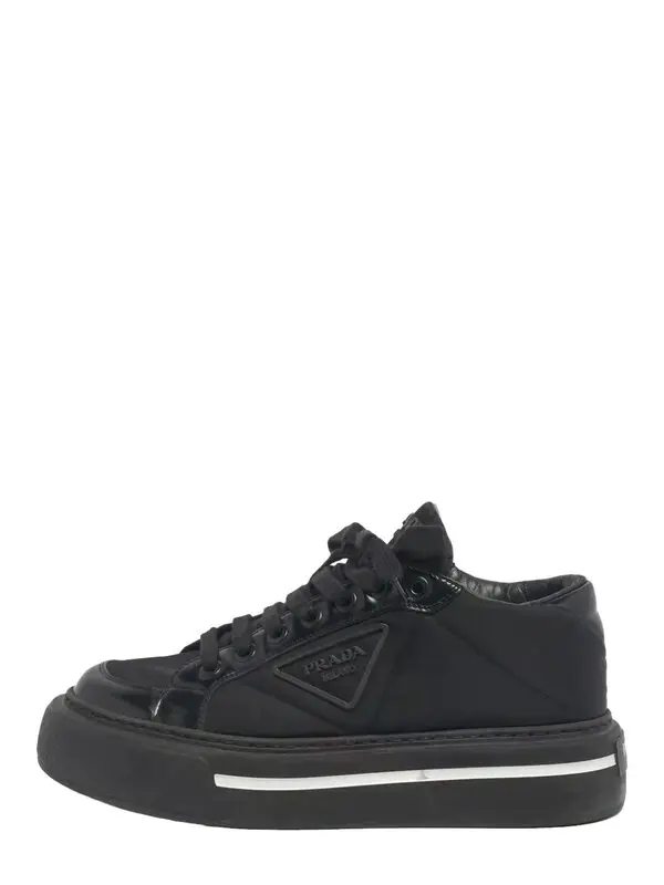 Prada Lace-up Leather Sneakers - Black