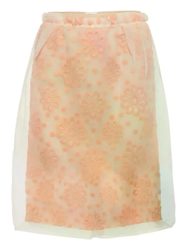 LOUIS VUITTON Floral Embroidered Pencil Skirt - Neutrals