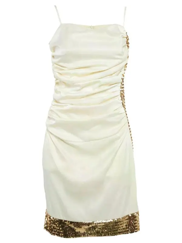 INVITO HAUTE COUTURE Ruched Sequin Dress - White