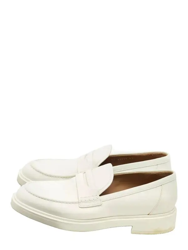 GIANVITO ROSSI Leather Slip-on Loafer - White