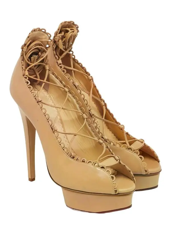 CHARLOTTE OLYMPIA Paloma Lace-up Platform Pumps - Neutrals