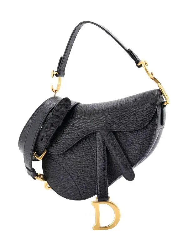 Dior Saddle Handbag With Strap Leather Mini Shoulder Bag - Black