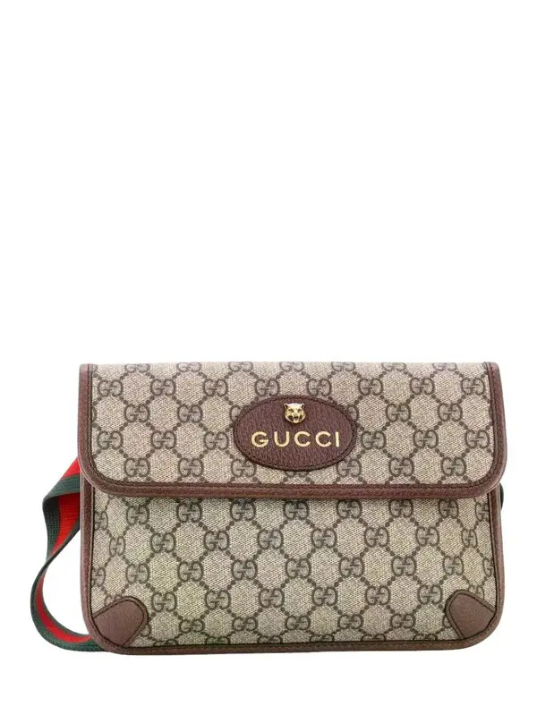 Gucci Neo Vintage Flap Gg Coated Canvas Belt Bag - Brown