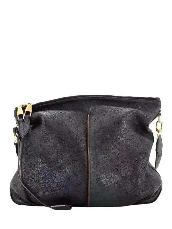 LOUIS VUITTON Selene Handbag Mahina Leather Mm Hobo Bag - Black