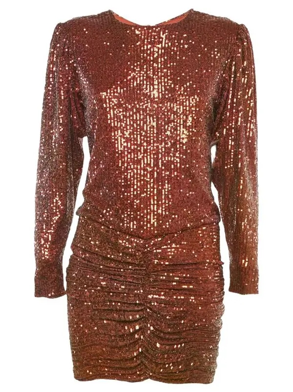Retrofete Sequin Ruched Mini Dress - Brown