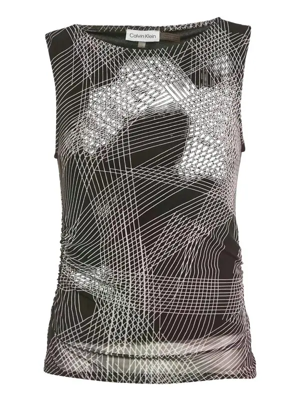 Calvin Klein Mesh Print Top - Black
