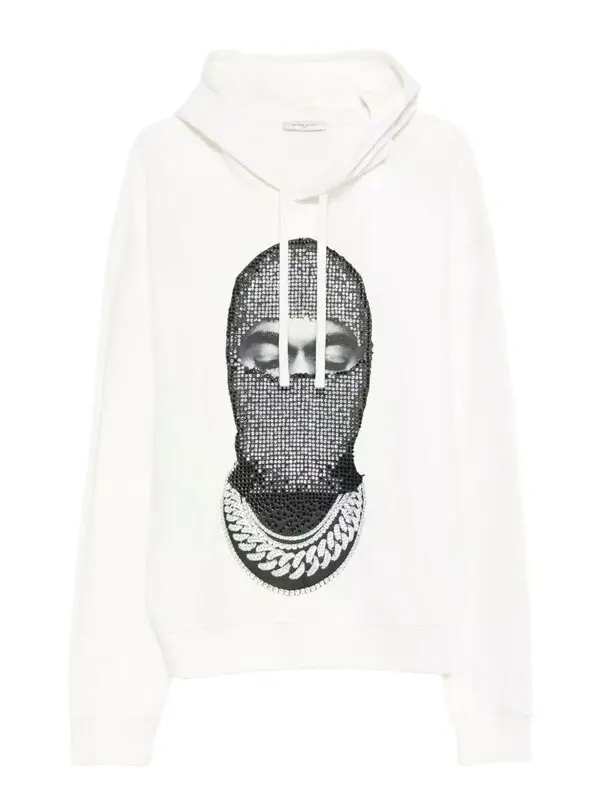 IH NOM UH NIT Crystal-embellished Printed Hoodie - White
