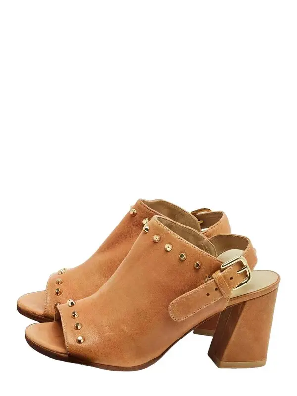 STUART WEITZMAN Studded Leather Sandals - Brown