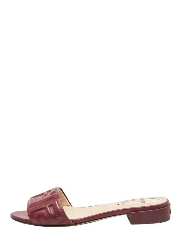Fendi Ff-detail Flat Slides - Red