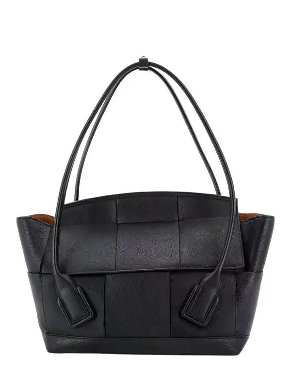 Bottega Veneta Arco Maxi Intrecciato Leather Satchel - Black