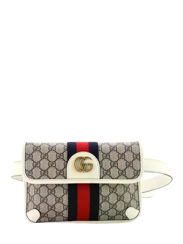 Gucci Ophidia Flap Gg Coated Canvas Belt Bag - Brown