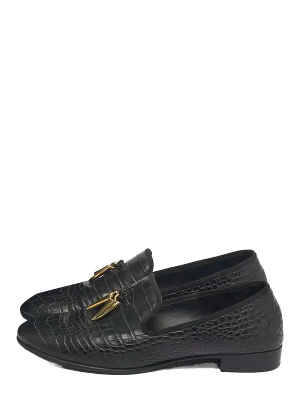 GIUSEPPE ZANOTTI Crocodile-embossed Leather Loafers - Black