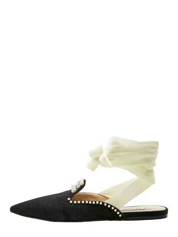 Attico Embellished Canvas Mules - Black