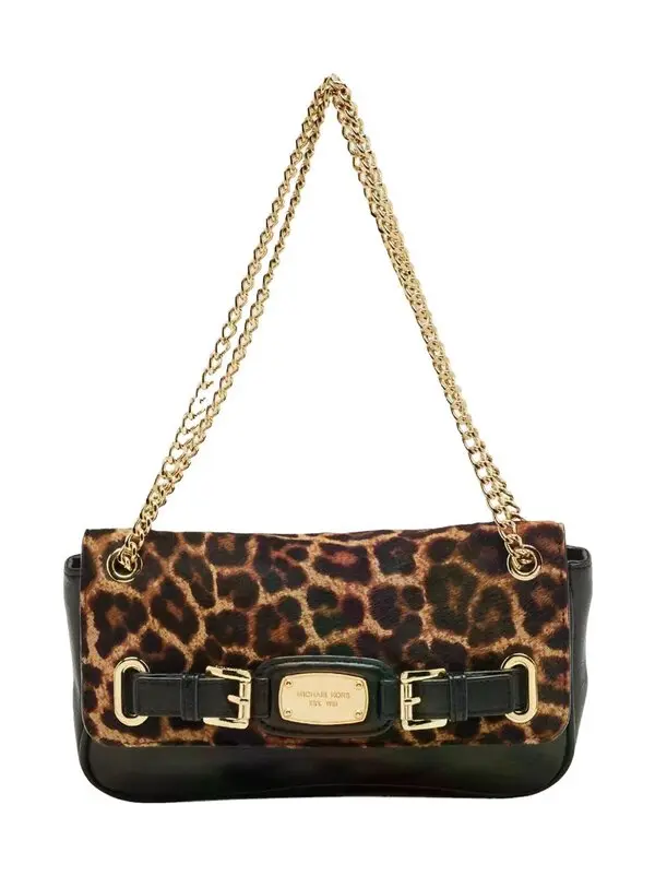 Michael Kors Hamilton Leopard-print Shoulder Bag - Black