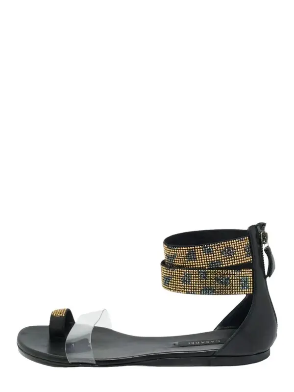 Casadei Crystal-embellished Leather Sandals - Black