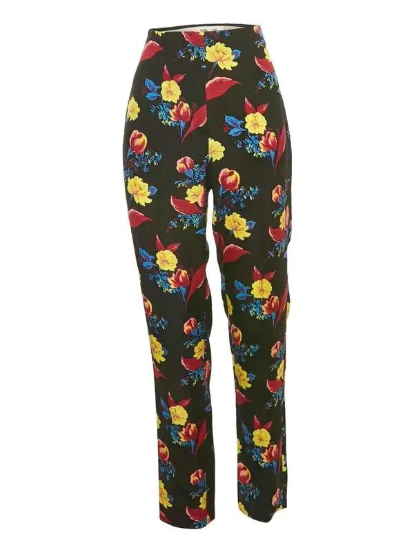 Diane Von Furstenberg Floral-print Trousers - Black