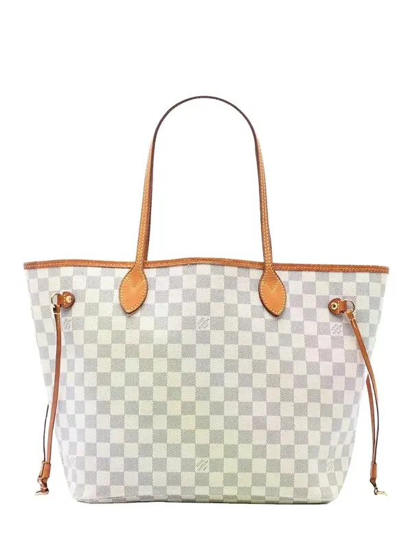 LOUIS VUITTON Damier Azur Neverfull Mm Tote Bag - White