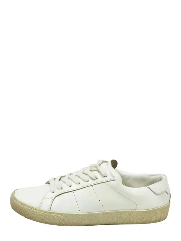 Saint Laurent Court Leather Sneakers - White