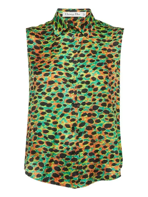 Dior Sleeveless Animal Print Shirt - Green
