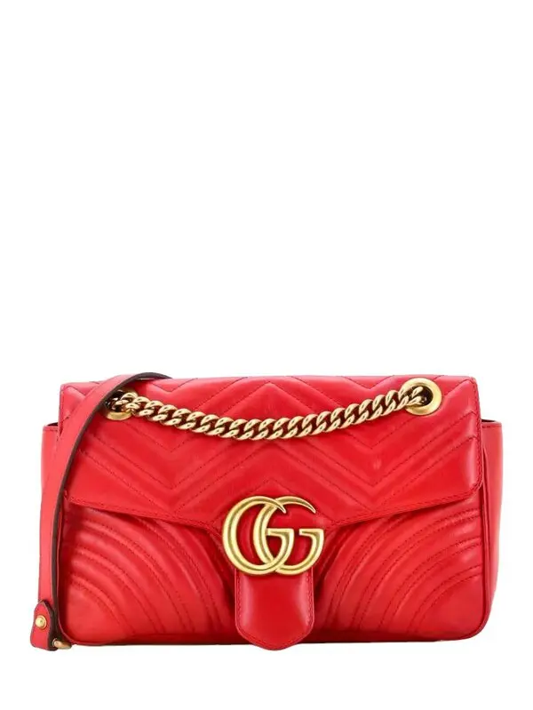 Gucci Gg Marmont Flap Bag Matelasse Leather Small - Red