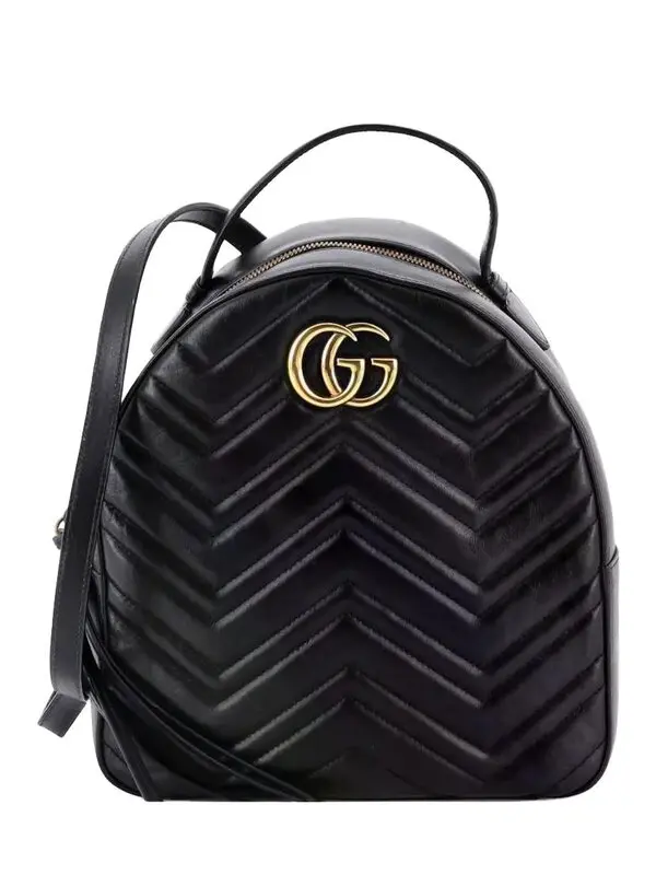 Gucci Gg Marmont Matelasse Leather Small Backpack - Black