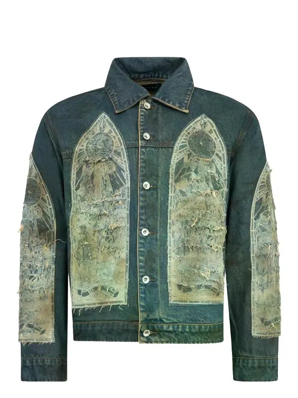 WHO DECIDES WAR BY EV BRAVADO Mechanic Ripped Trucker Jacket - Blue