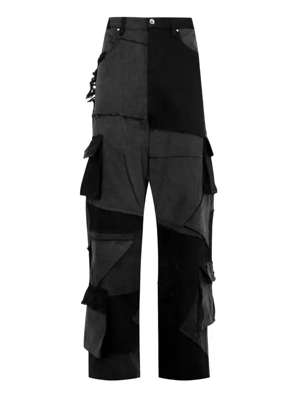 WHO DECIDES WAR BY EV BRAVADO Destroyed Panelled Cargo Trousers - Black