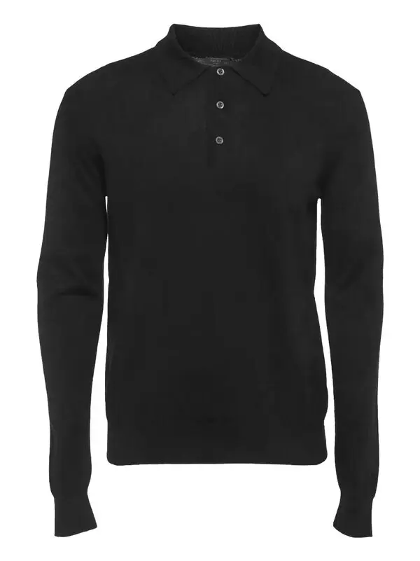 Prada Knit Collared Polo-shirt - Black