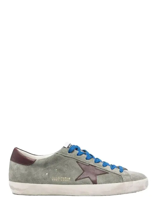 Golden Goose Super-star Suede Sneakers With Leather Star - Green/kenia