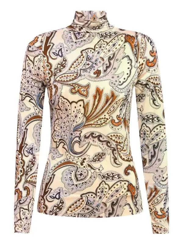 MARIE OLIVER Paisley-print Roll-neck Top - Neutrals